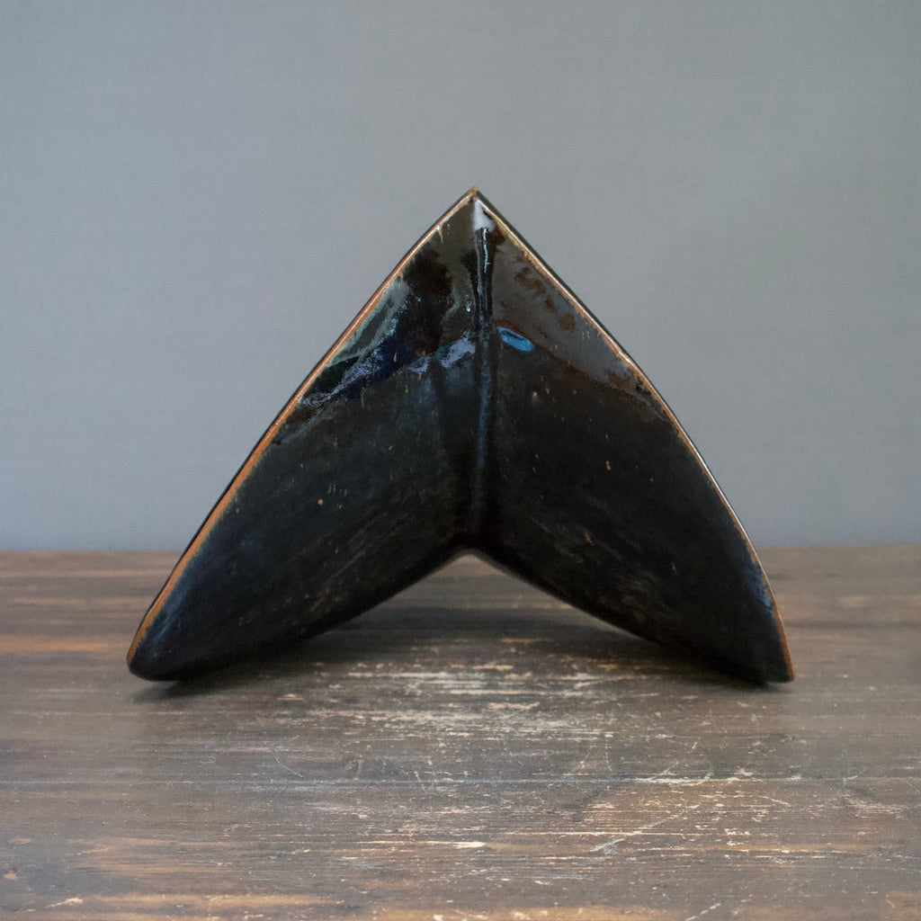 Tenmoku Triangle Rocking Flower Vase / Sculpture #83 - Sara Japanese ...